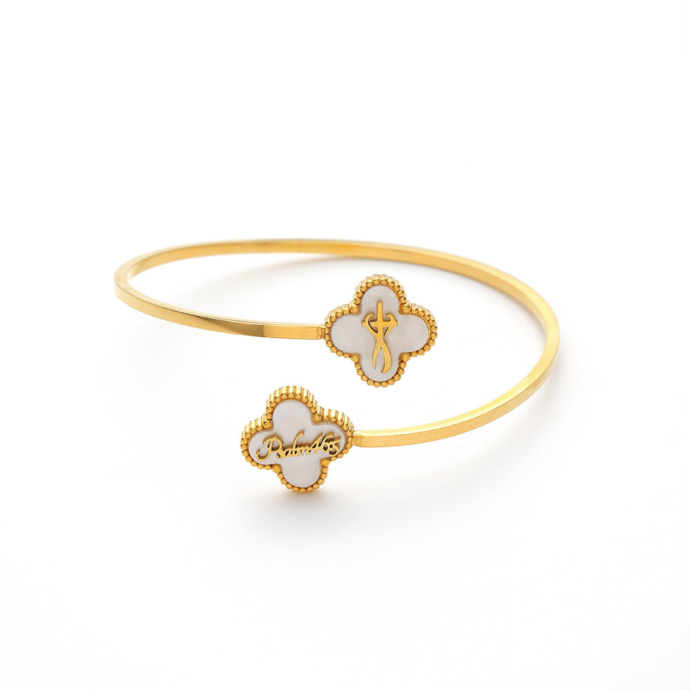 Bible Versed Clover Bangles (Gold) – Gospel Galore